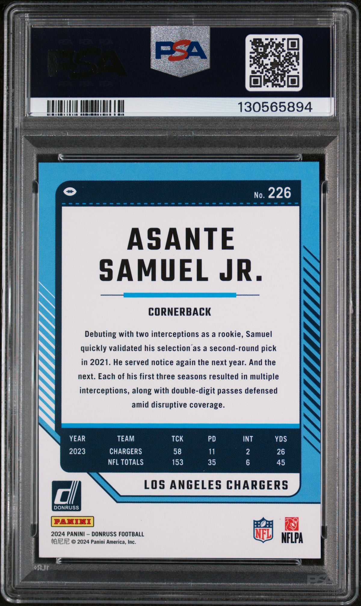 2024 Panini Donruss Press Proofs Black Asante Samuel Jr. #226 /10 PSA ...