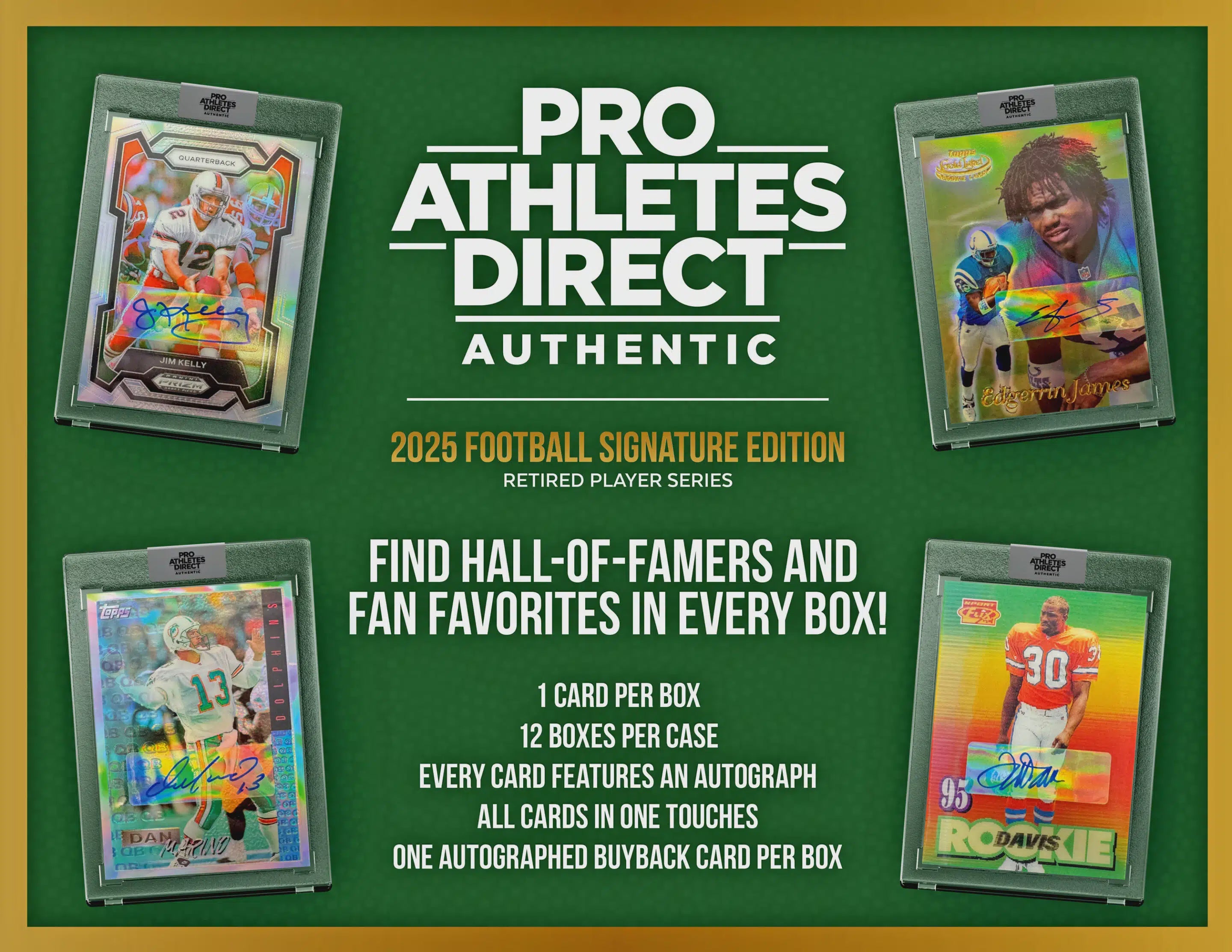 2025 Pro Athletes Direct Retired Player Signature Edition Football Box ...
