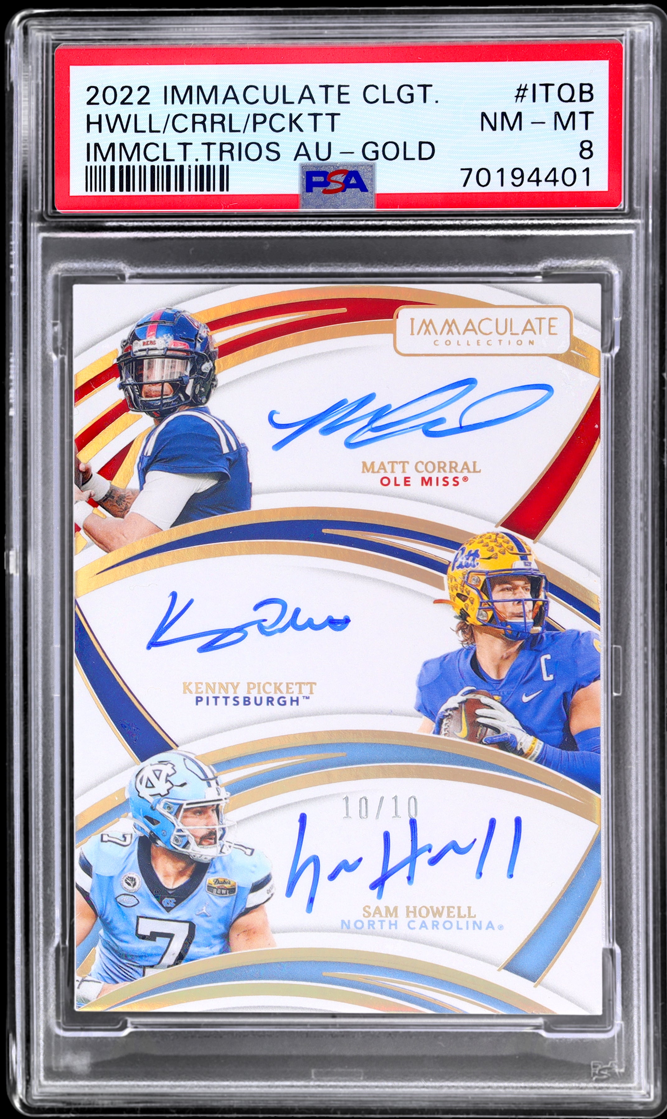 2022 Immaculate Collection Collegiate #2 Sam Howell/Matt Corral/Kenny ...