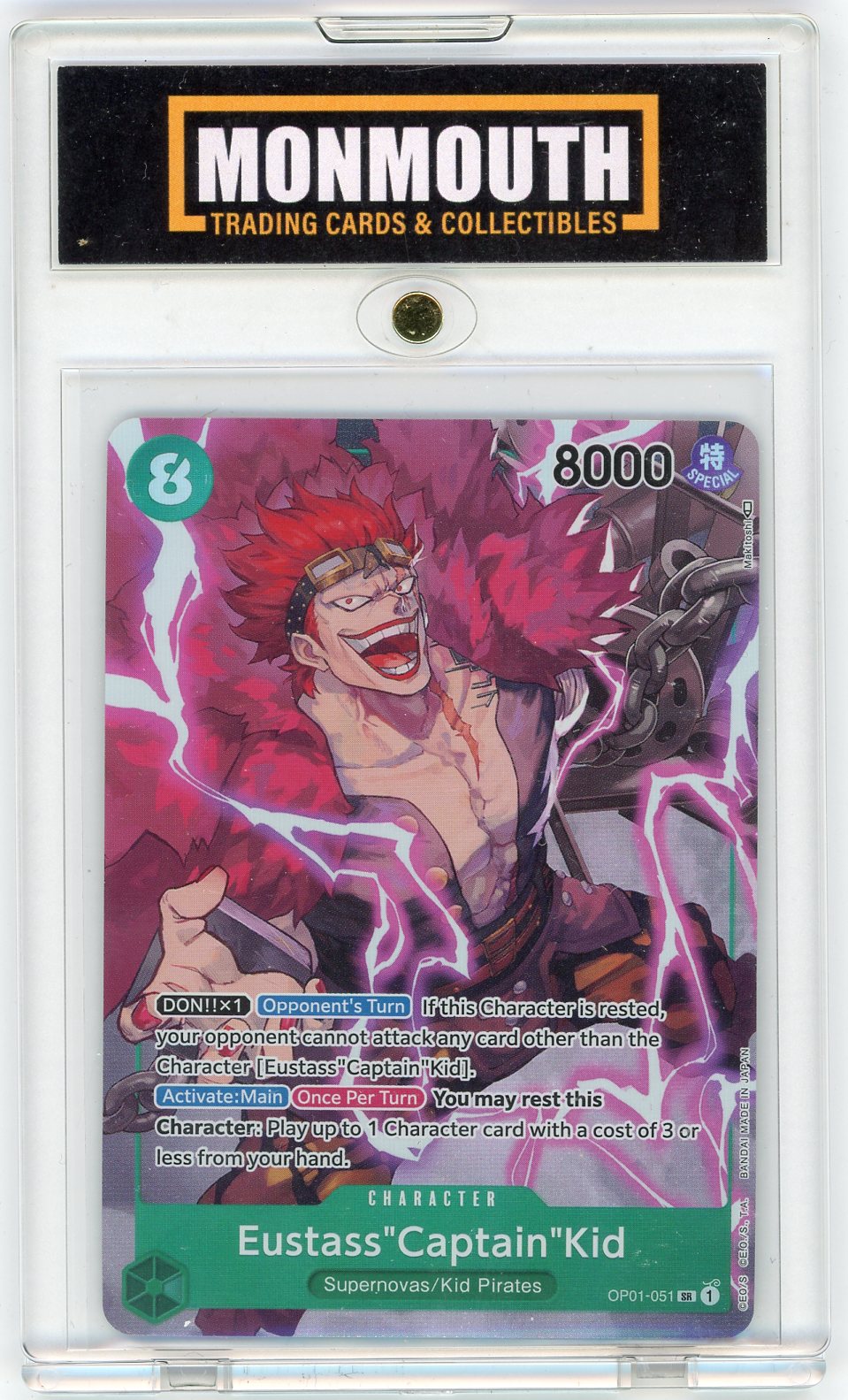 2022 One Piece OP01 Eustass Captain Kid #051 SR – Monmouth Sports Cards